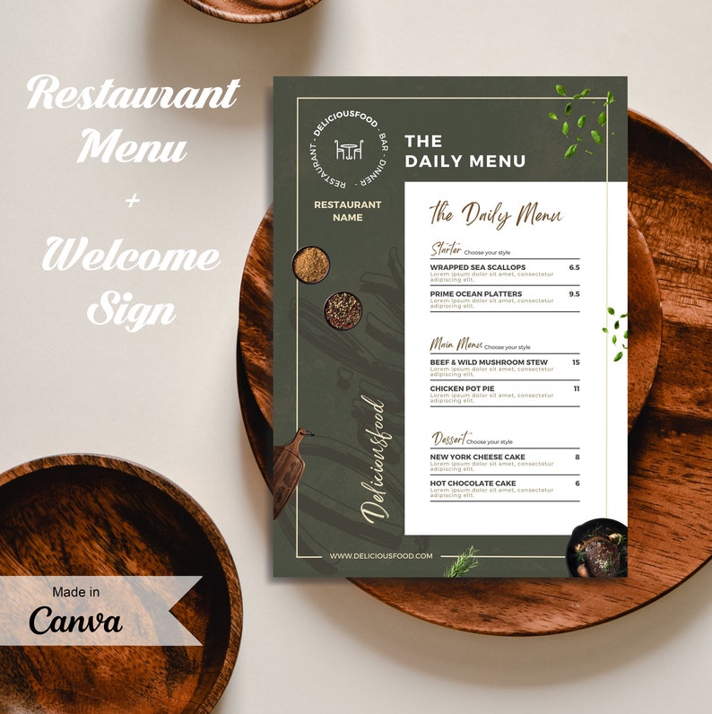 Restaurant Menu Template Classic Restaurant Menu Bundle - Etsy
