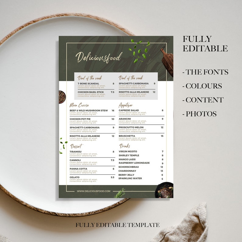 Restaurant Menu Template Classic Restaurant Menu Bundle - Etsy