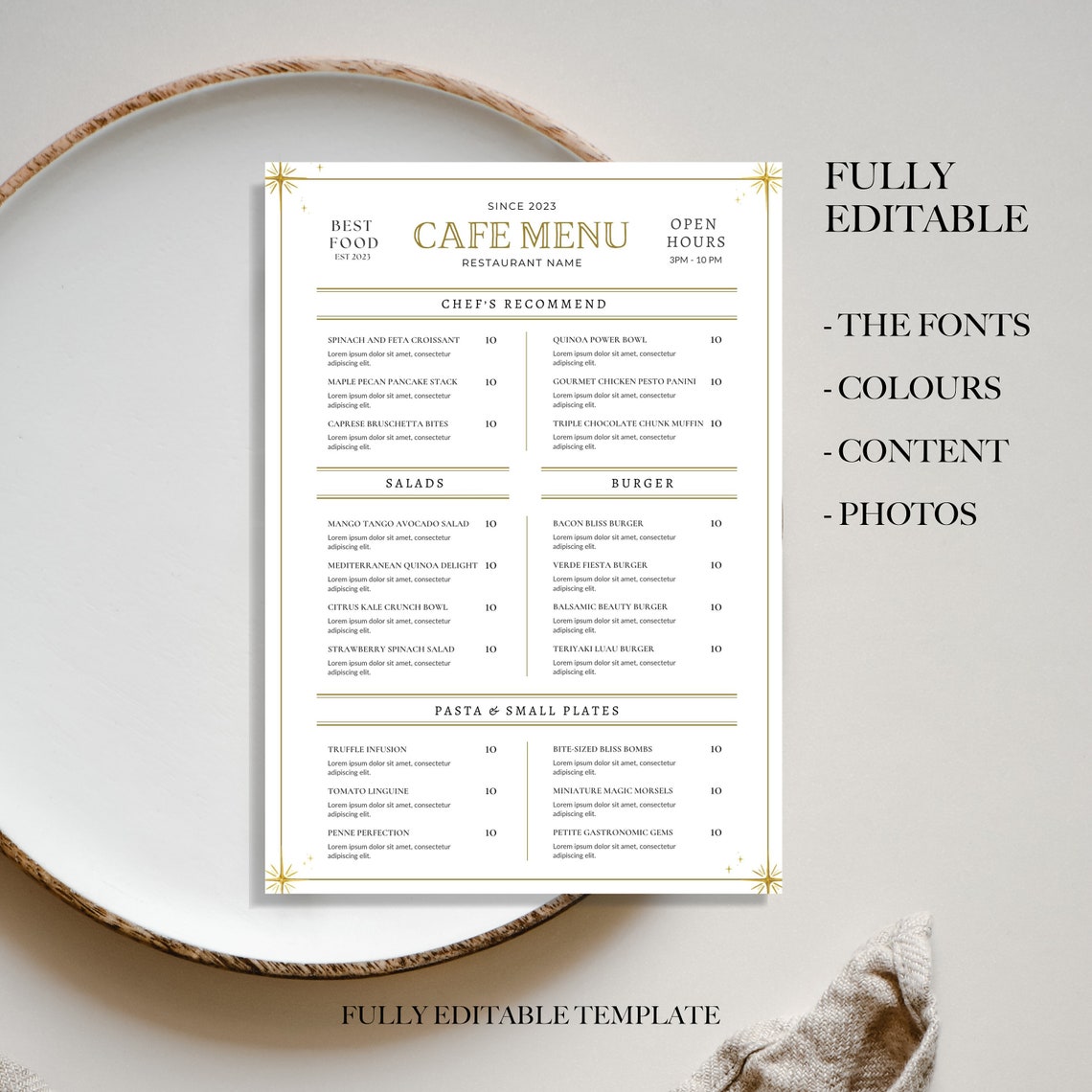 Modern Restaurant Menu Template Bundle, Editable Menu Template ...