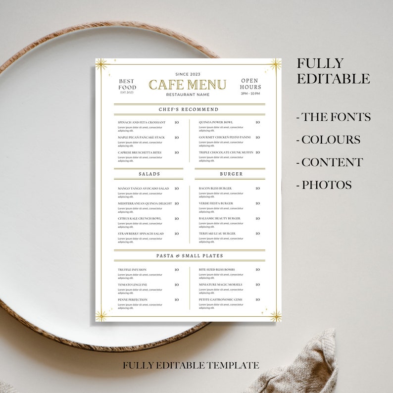 Modern Restaurant Menu Template Bundle, Editable Menu Template ...