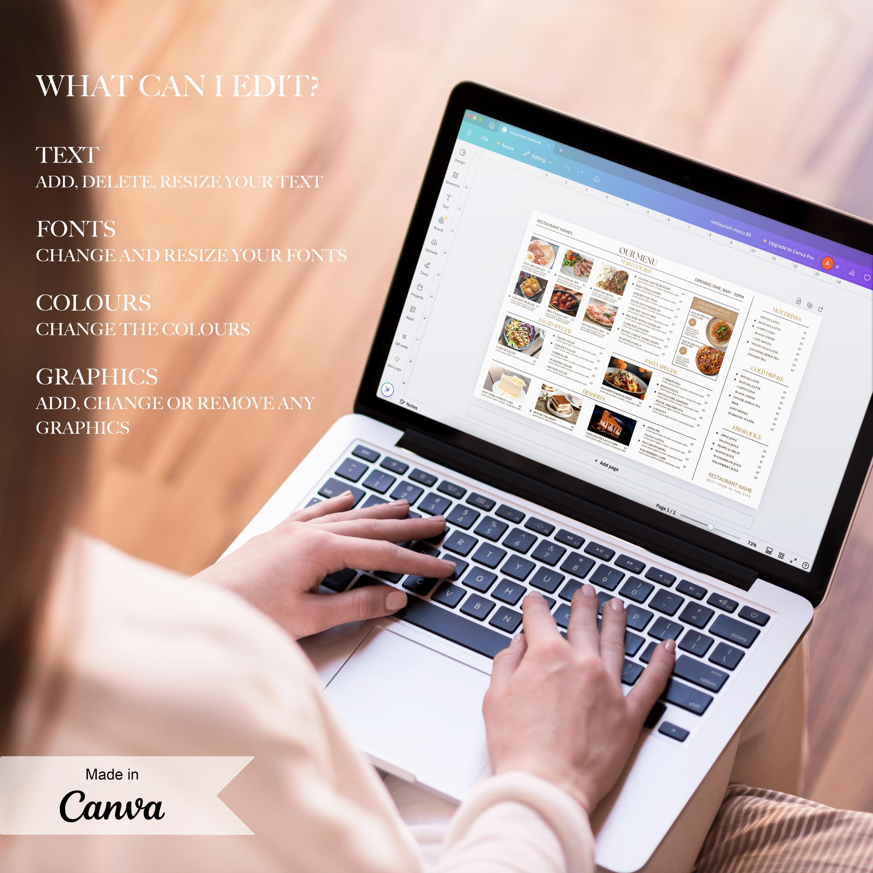 Modern Restaurant Menu Template, Landscape Menu Template, Editable Menu ...