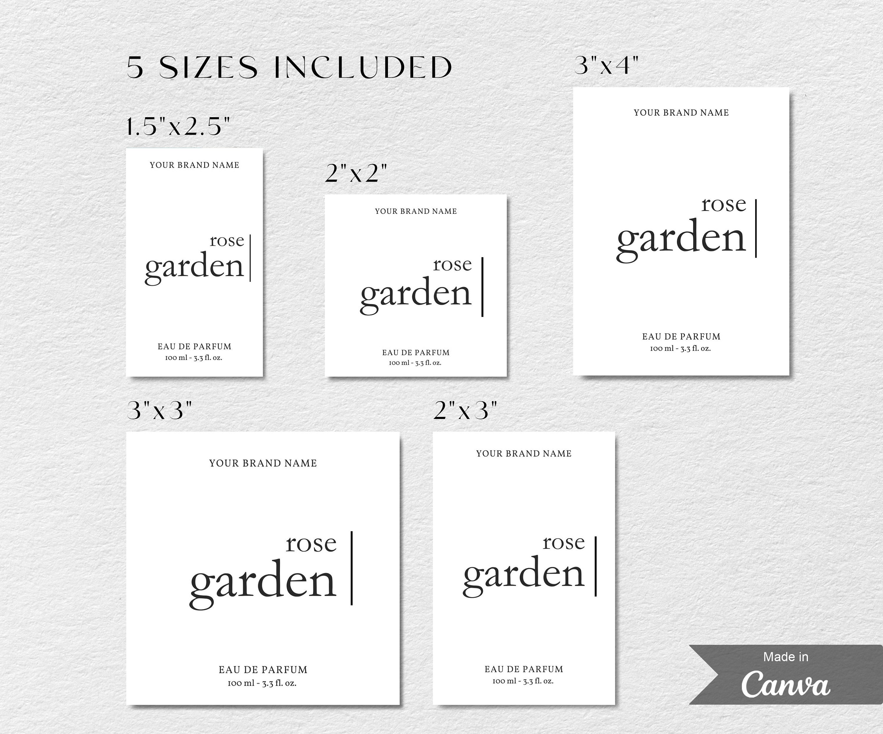 Perfume Bottle Label Template, Editable Perfume Label Template, Minimal ...