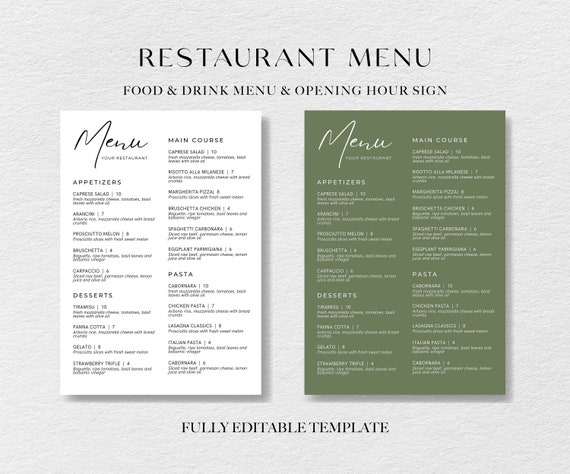 Typical Restaurant Menu Lebanese Food Menu