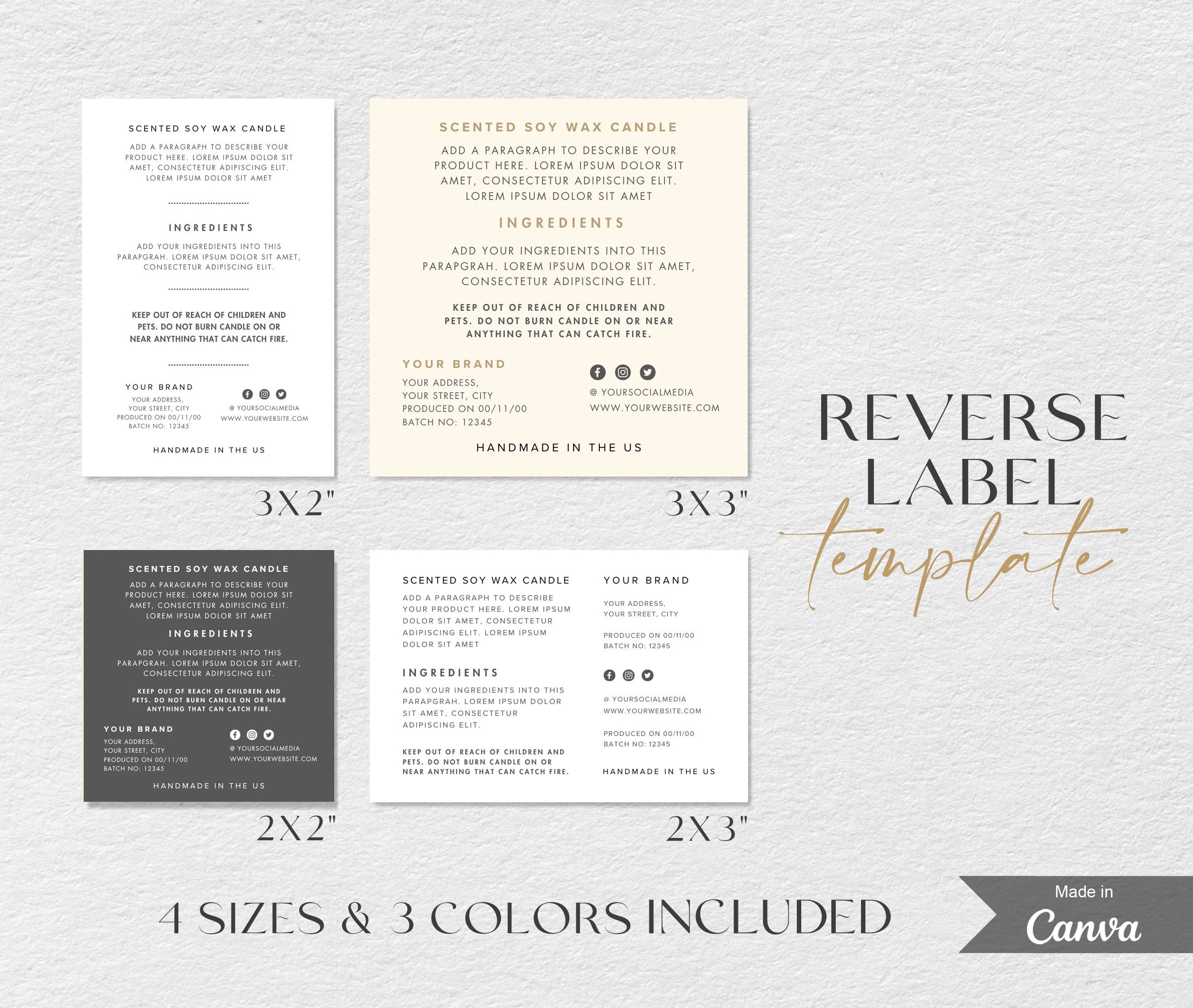 Minimal Candle Label Template, Editable Candle Label, Custom Product ...