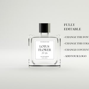 Perfume Bottle Label Template, Editable Perfume Label Template, Minimal ...