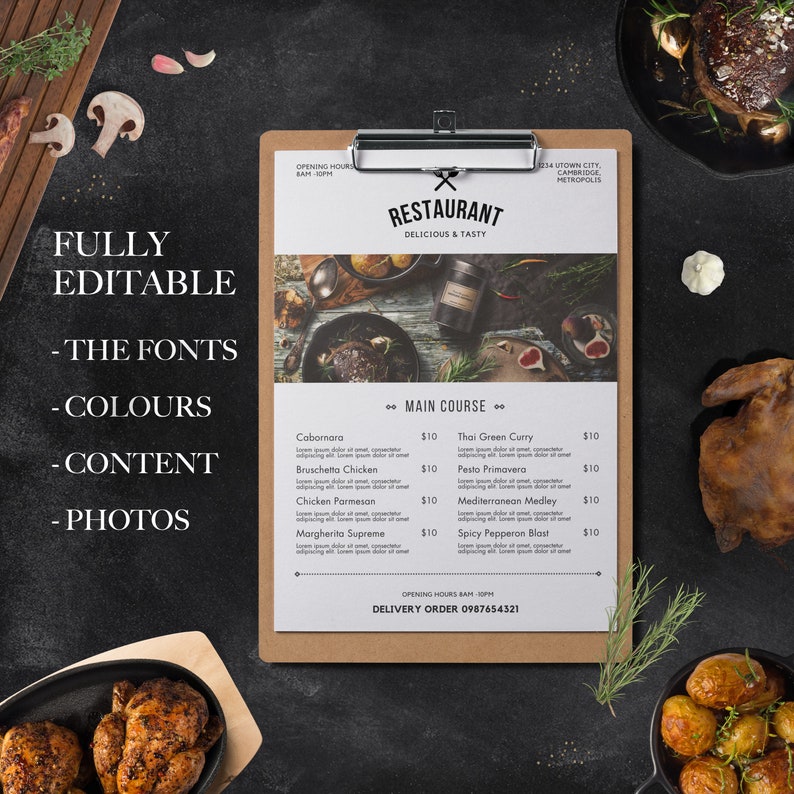 Modern Restaurant Menu Template Bundle, Editable Menu Template ...