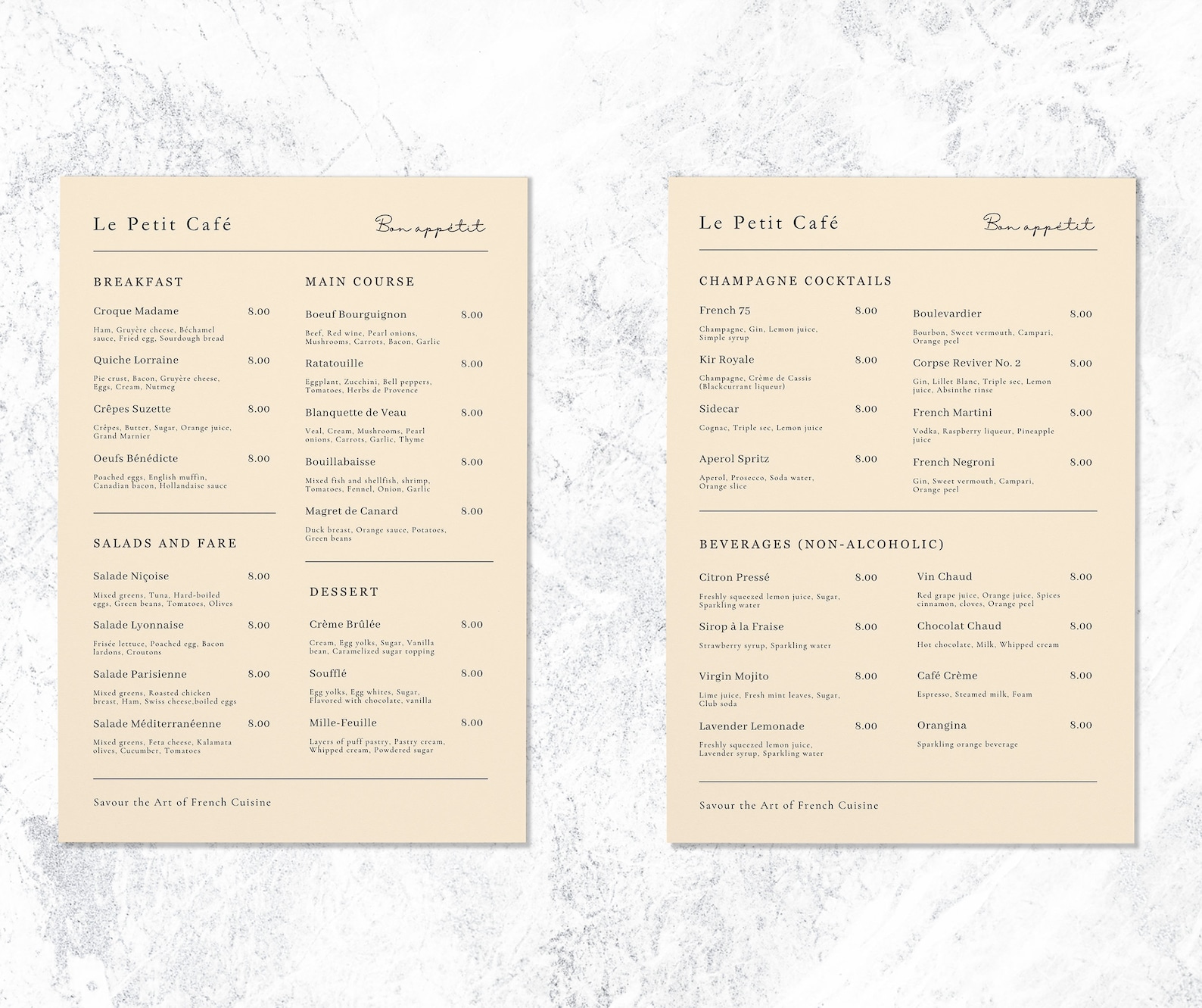 Minimal Restaurant Menu Bundle, Restaurant Menu Template, Modern Menu ...