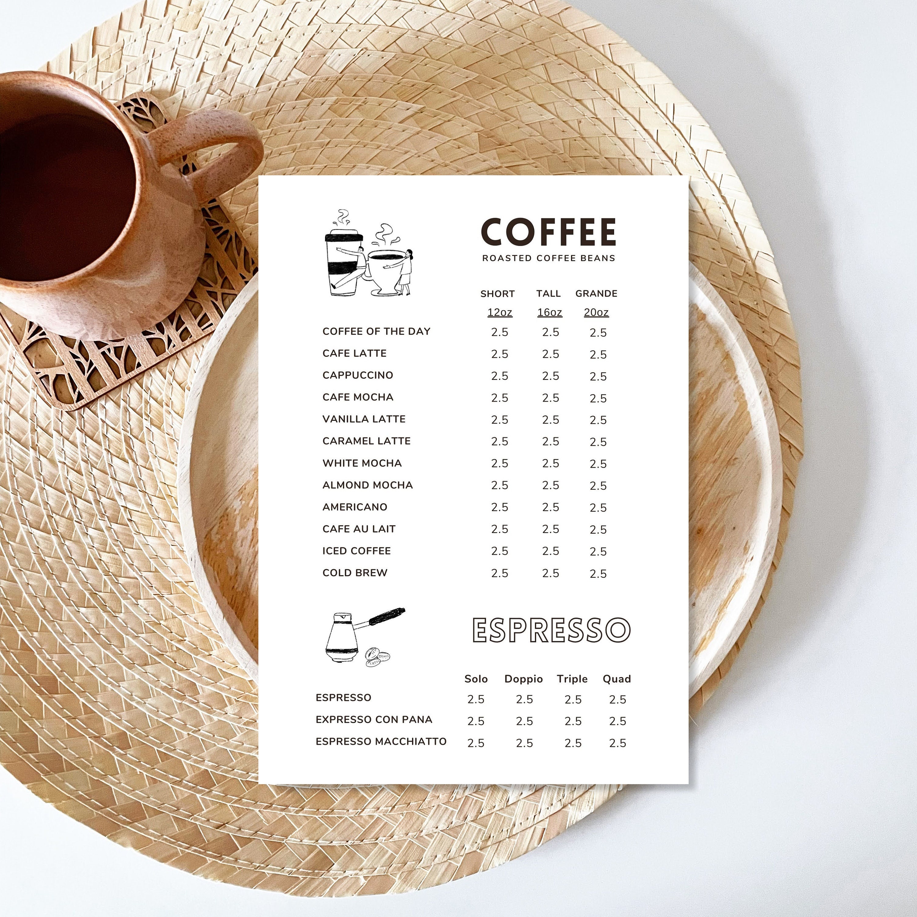 Cafe Menu Template Bundle, Minimalist Cafe Menu Template, Coffee Menu ...