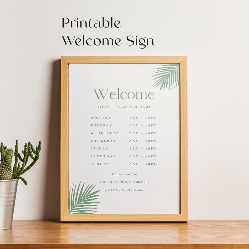 Minimal Restaurant Menu Template, Greenery Menu Editable Template ...