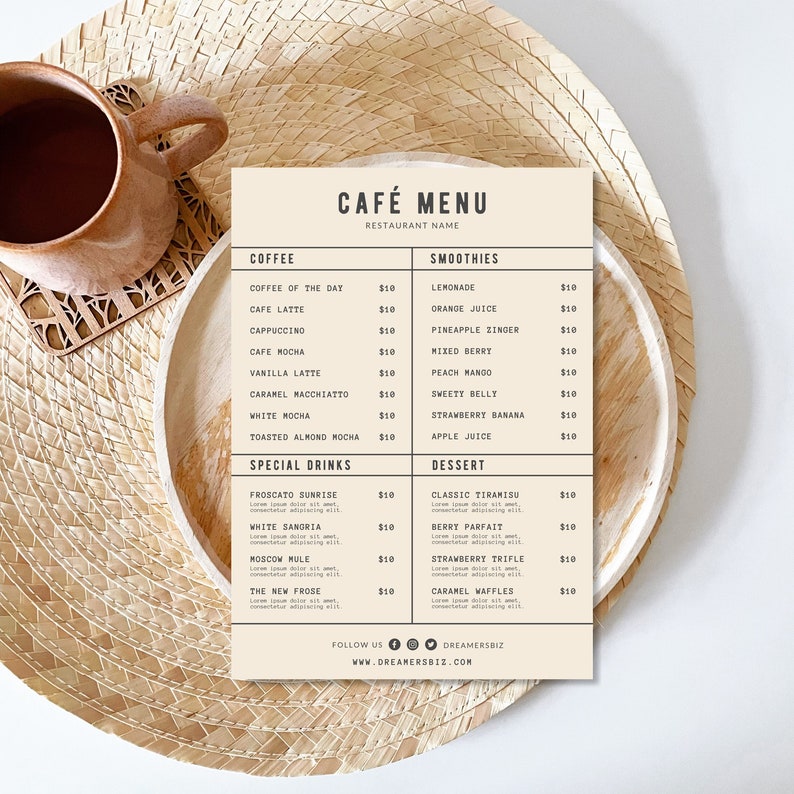 Cafe Menu Template Bundle, Minimalist Cafe Menu Template, Coffee Menu ...