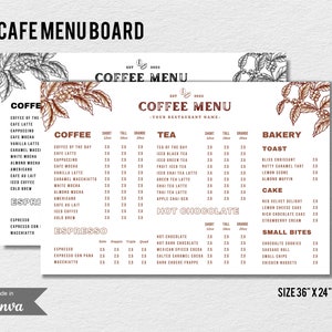 Minimal Cafe Menu Board Template Bundle, Editable Cafe Menu Template ...