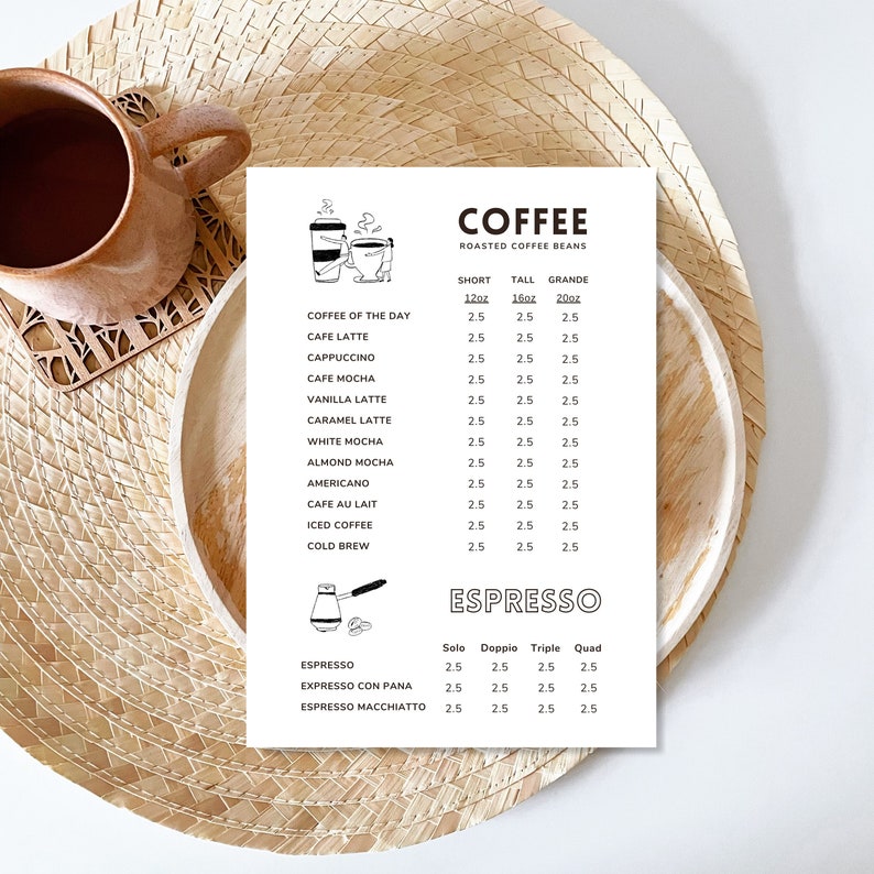 Minimal Cafe Menu Board Template Bundle Editable Cafe Menu - Etsy Australia