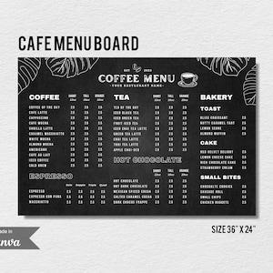 Minimal Cafe Menu Board Template Bundle, Editable Cafe Menu Template ...