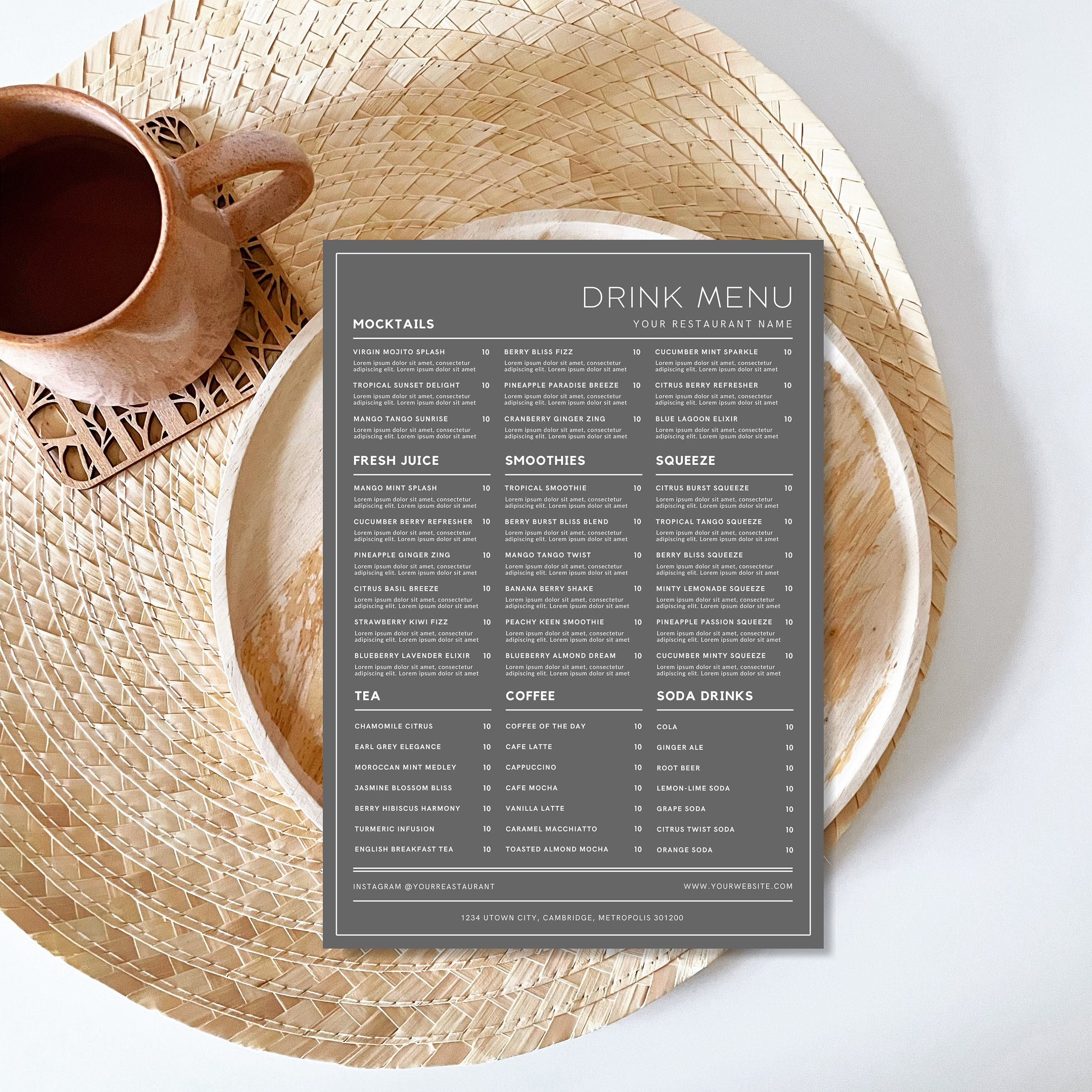 Cafe Menu Template Bundle, Minimalist Cafe Menu Template, Minimal ...