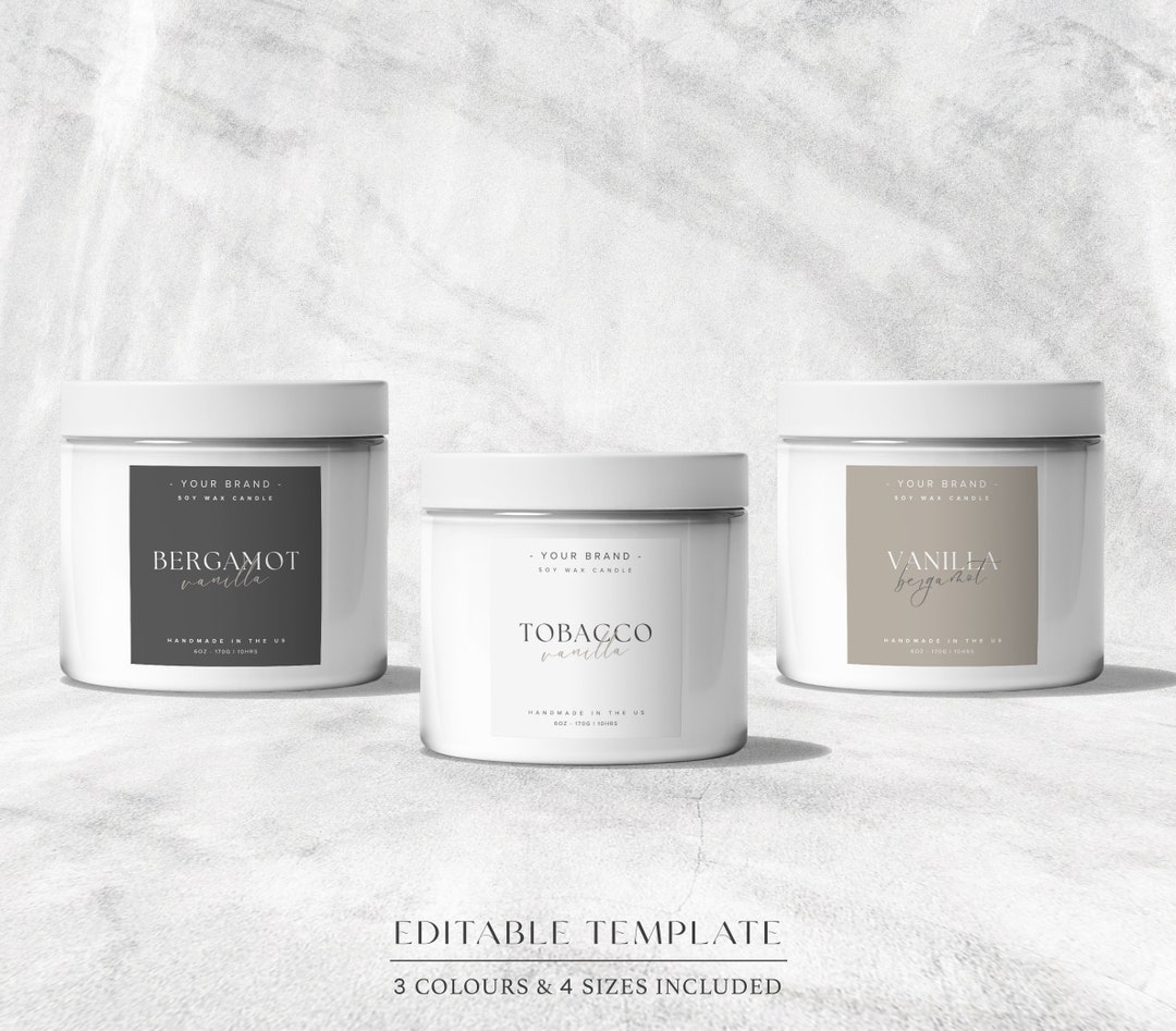 Minimal Candle Label Template, Editable Candle Label, Custom Product ...