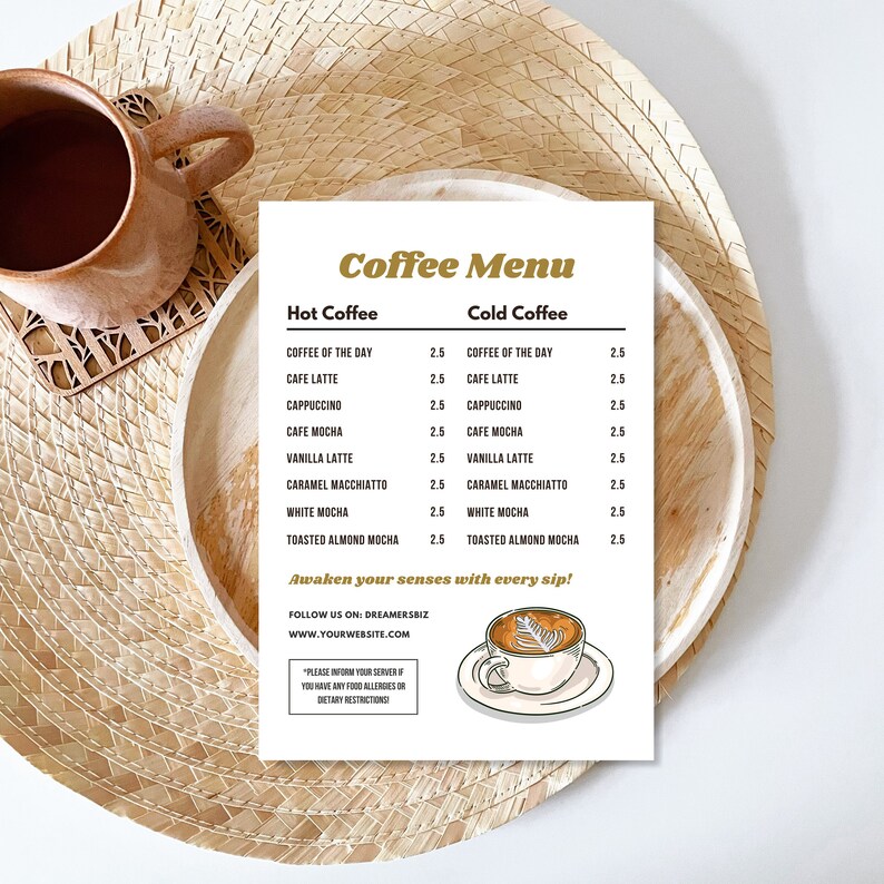 Coffee Menu Sign Template Bundle, Cafe Coffee Menu, Simple Coffee Menu ...