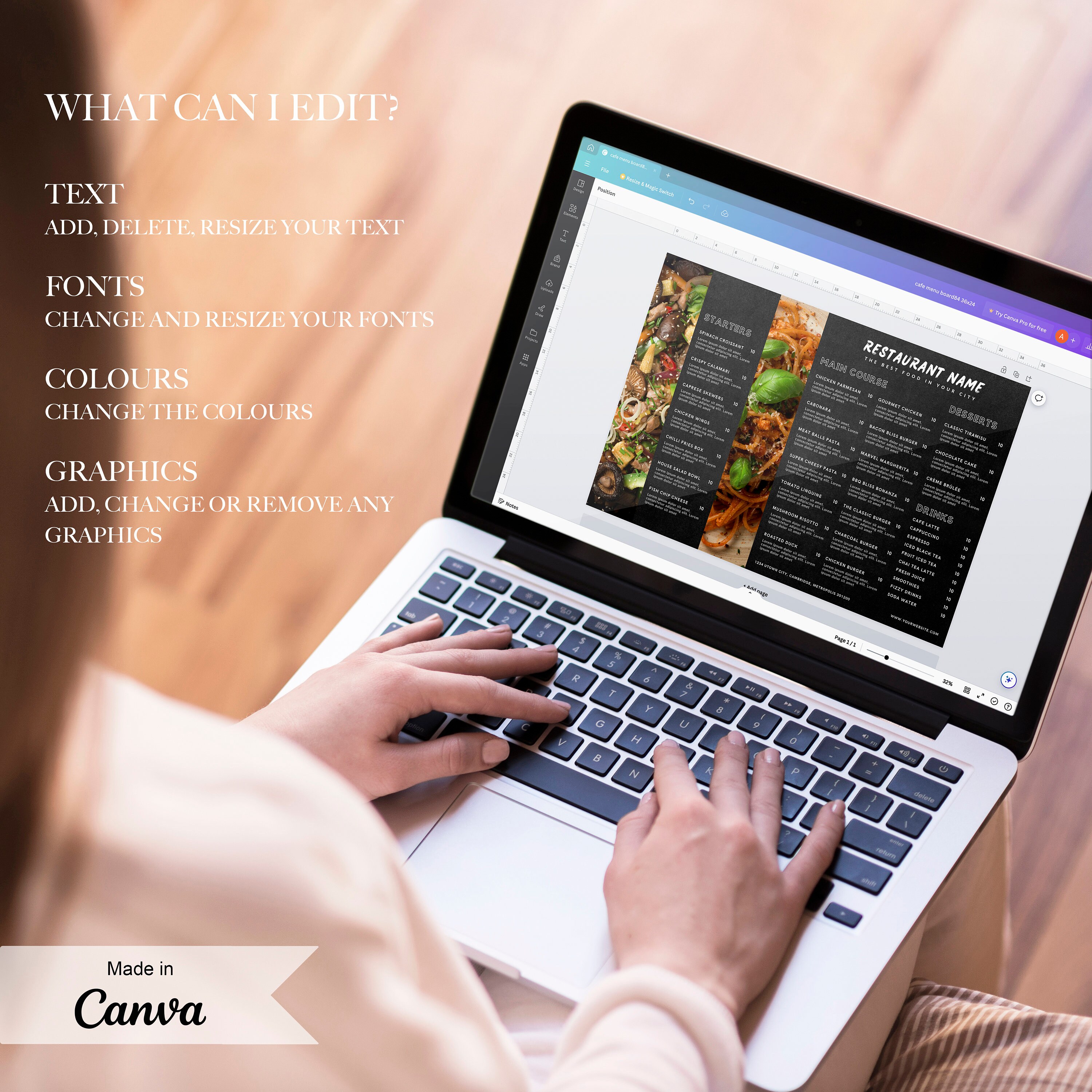 Modern Restaurant Menu Board Template Bundle, Editable Menu Template ...