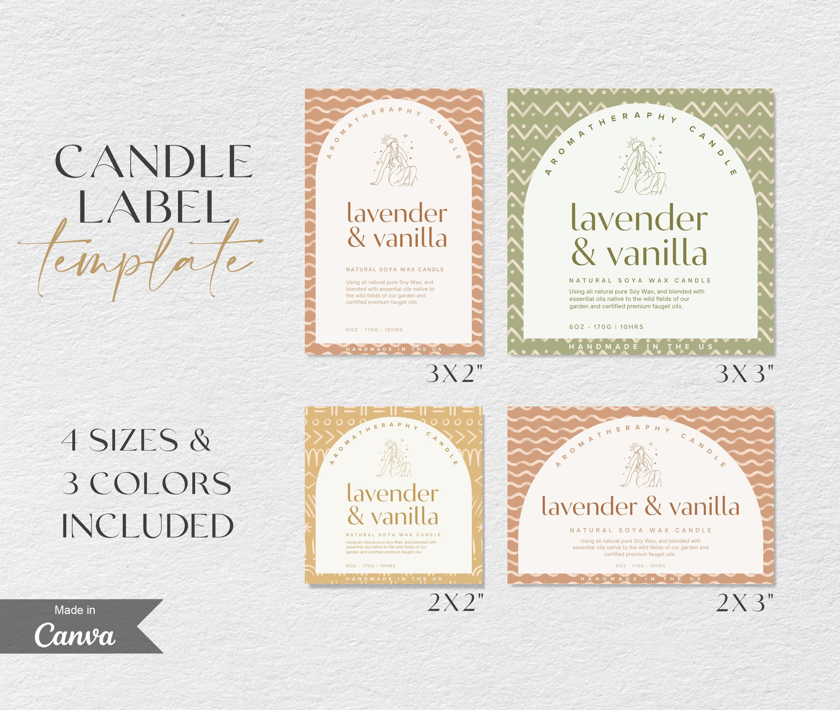 Boho Candle Label Template, Modern Candle Label, Custom Product Label ...