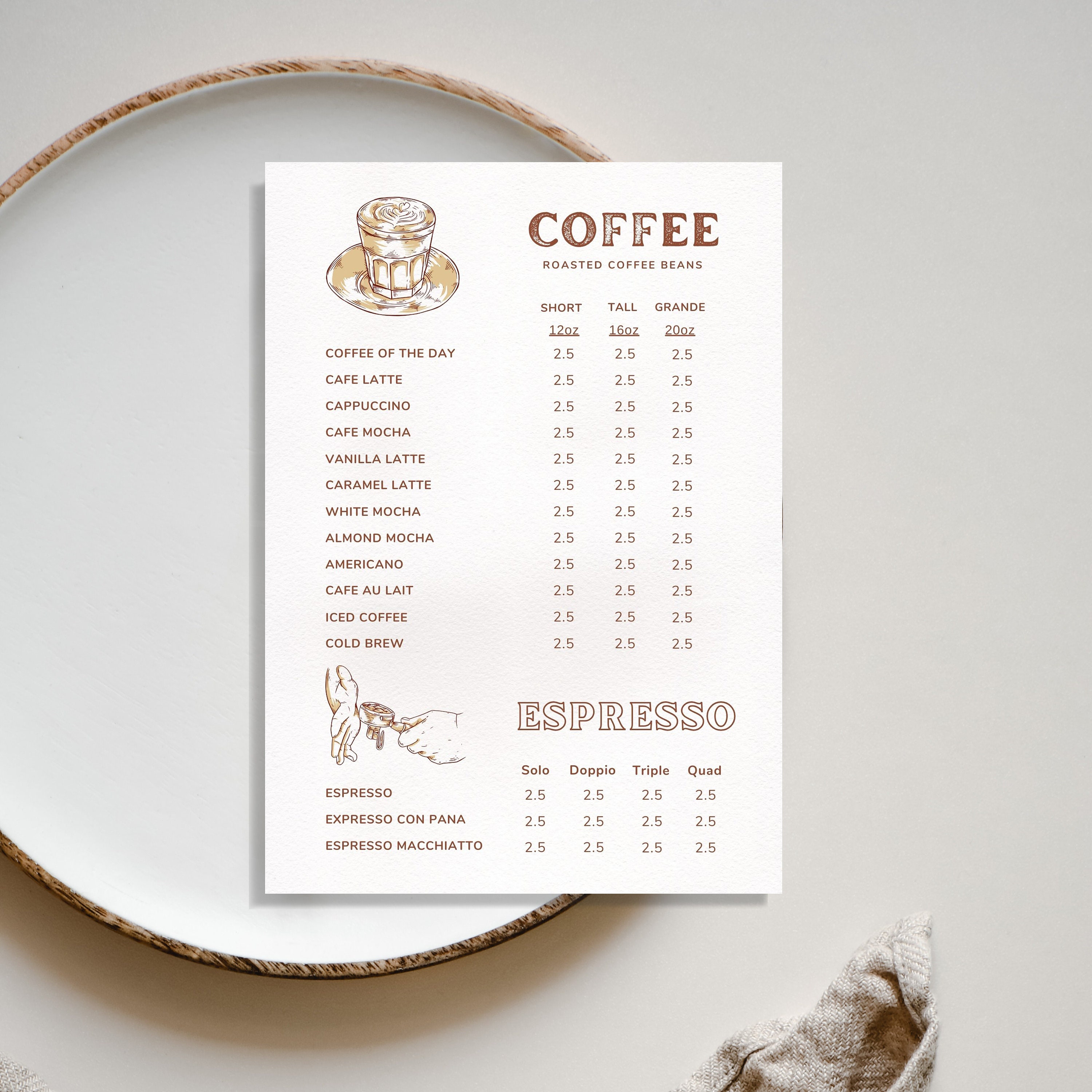 Minimal Cafe Menu Board Template Bundle, Editable Cafe Menu Template ...