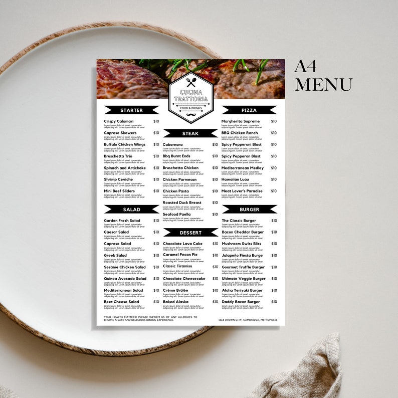 Trifold Restaurant Menu Template Bundle, Modern Editable Price List ...