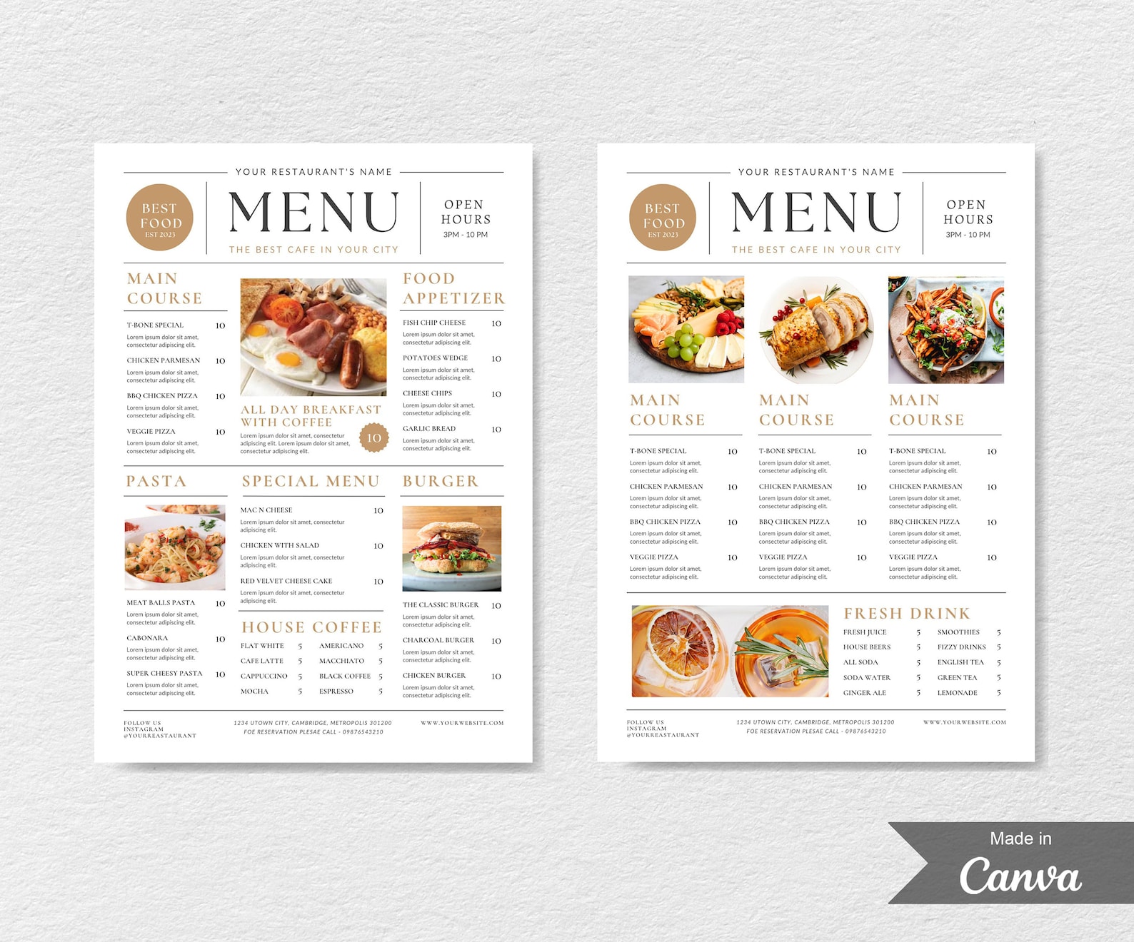 Modern Restaurant Menu Template Bundle, Editable Menu Template ...