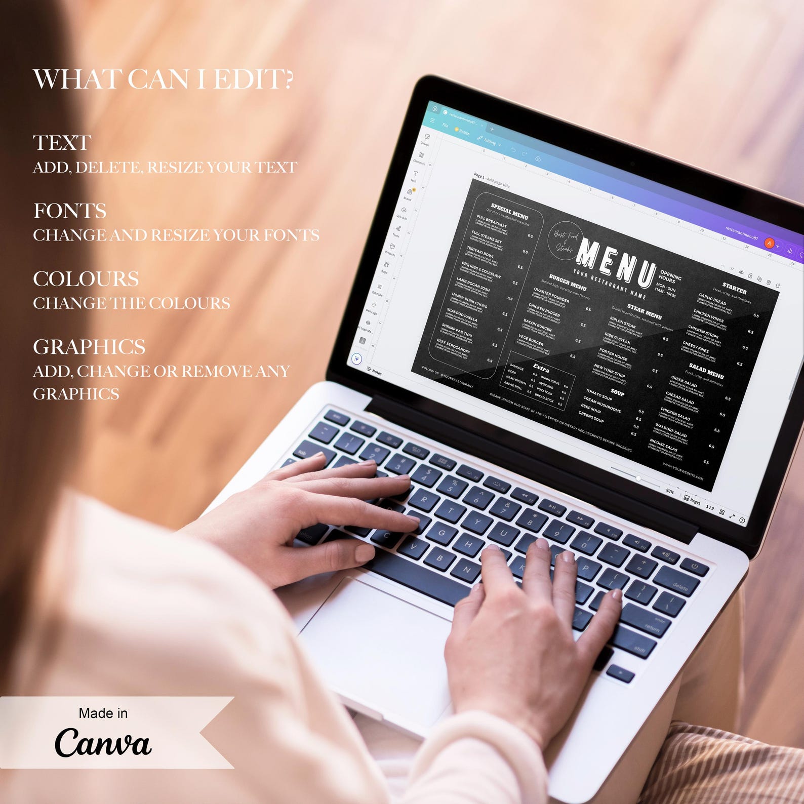 Modern Restaurant Menu Template, Landscape Menu Template, Editable Menu ...