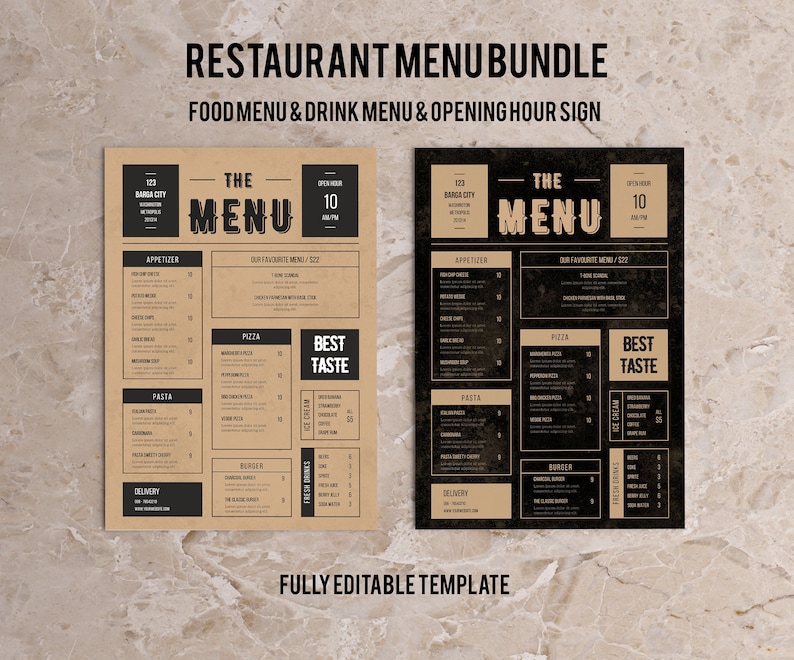 Restaurant Menu Bundle | Classic Restaurant Menu Template | Editable ...