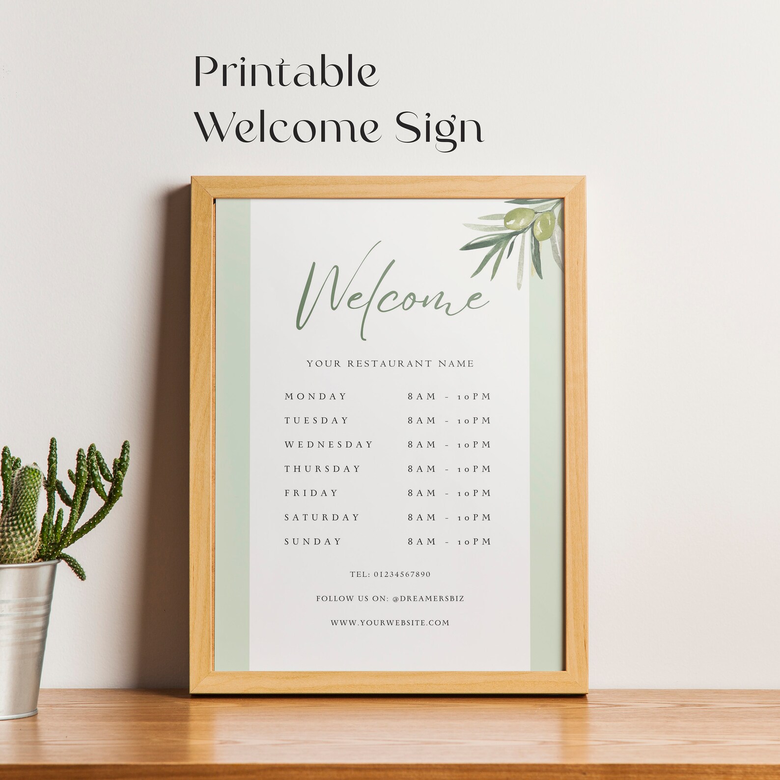 Greenery Restaurant Menu Template Bundle, Minimal Green Menu Editable ...