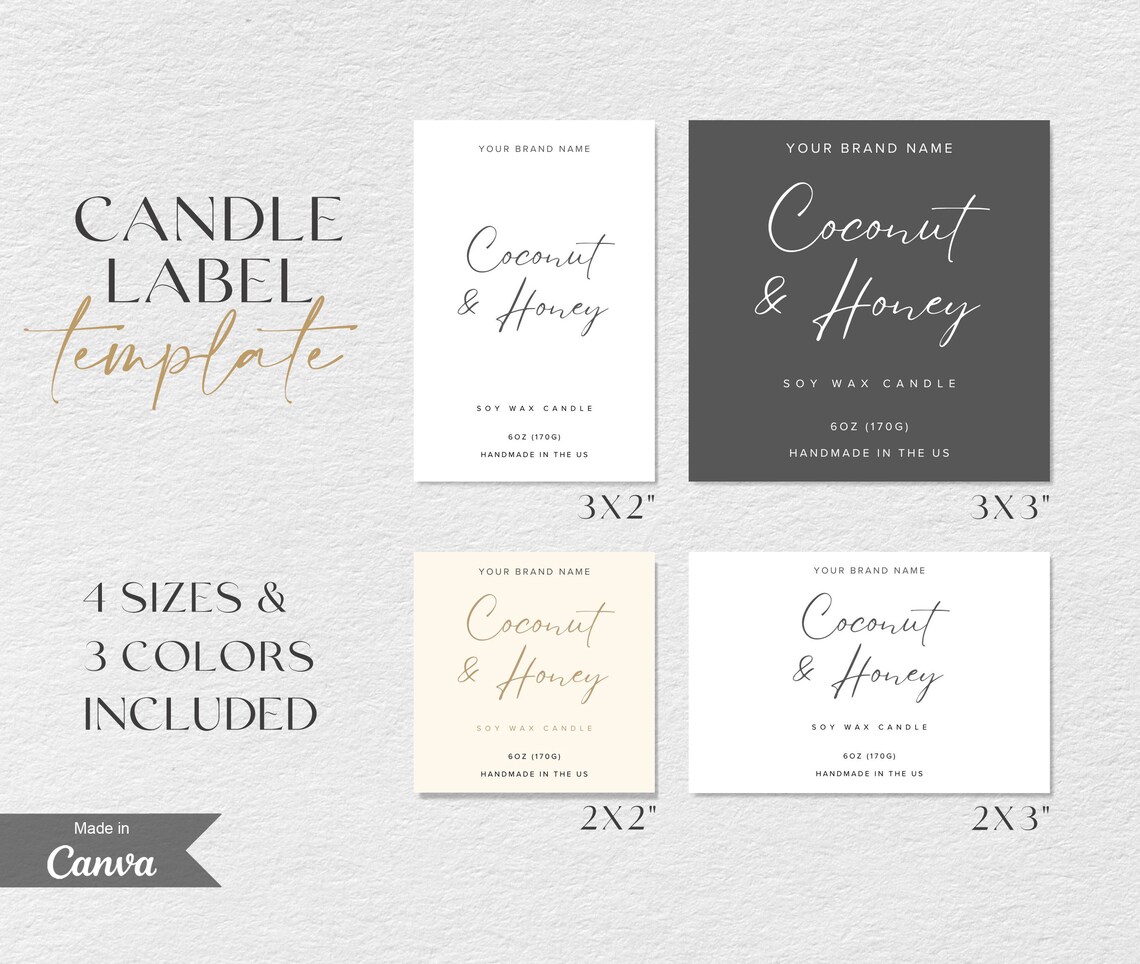 Minimal Candle Label Template, Editable Candle Label, Custom Product ...