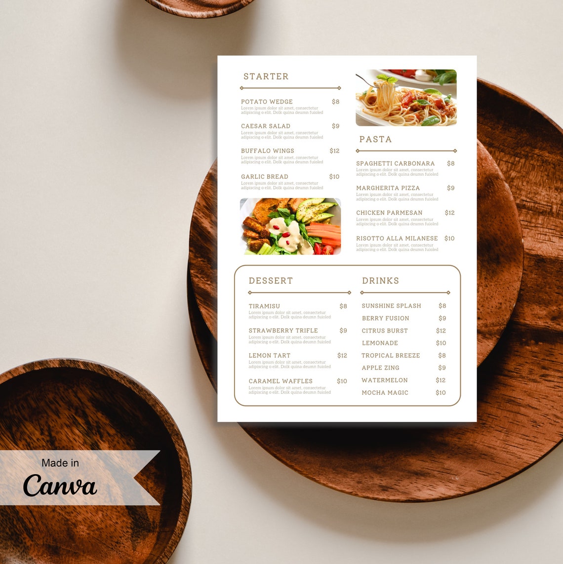 Modern Restaurant Menu Template Bundle, Editable Menu Template ...