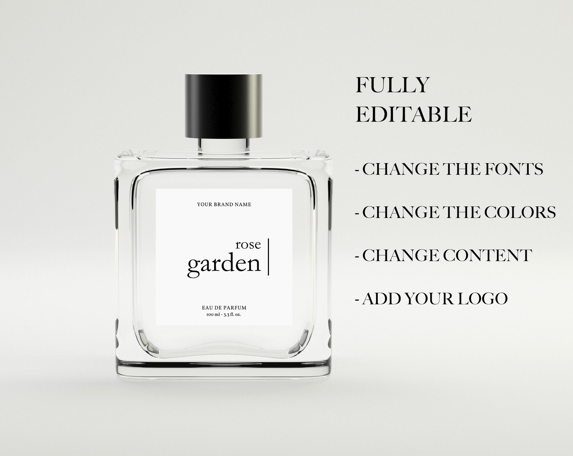 Perfume Bottle Label Template, Editable Perfume Label Template, Minimal ...