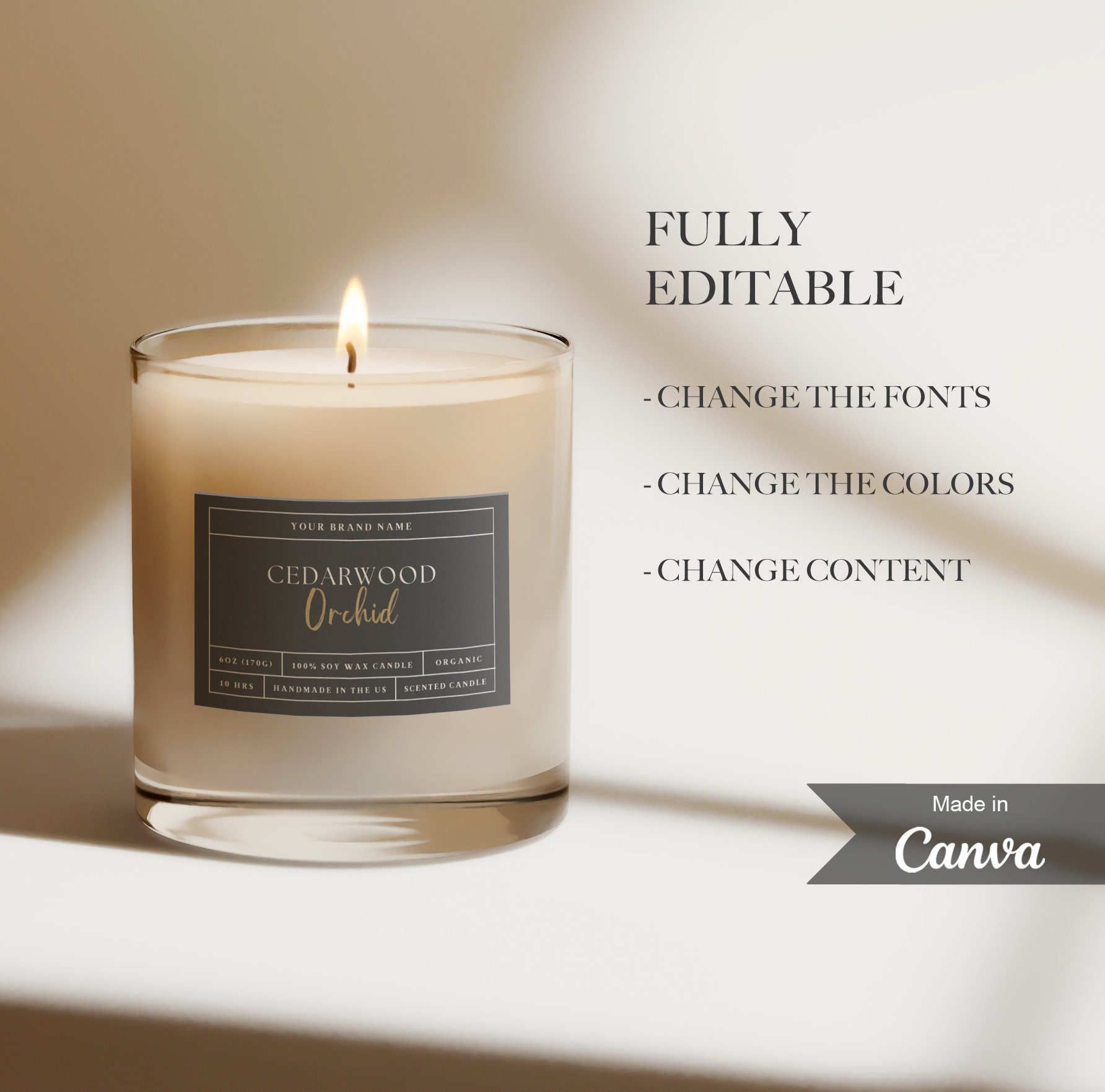 Editable Candle Label Template, Modern Candle Label, Custom Product ...