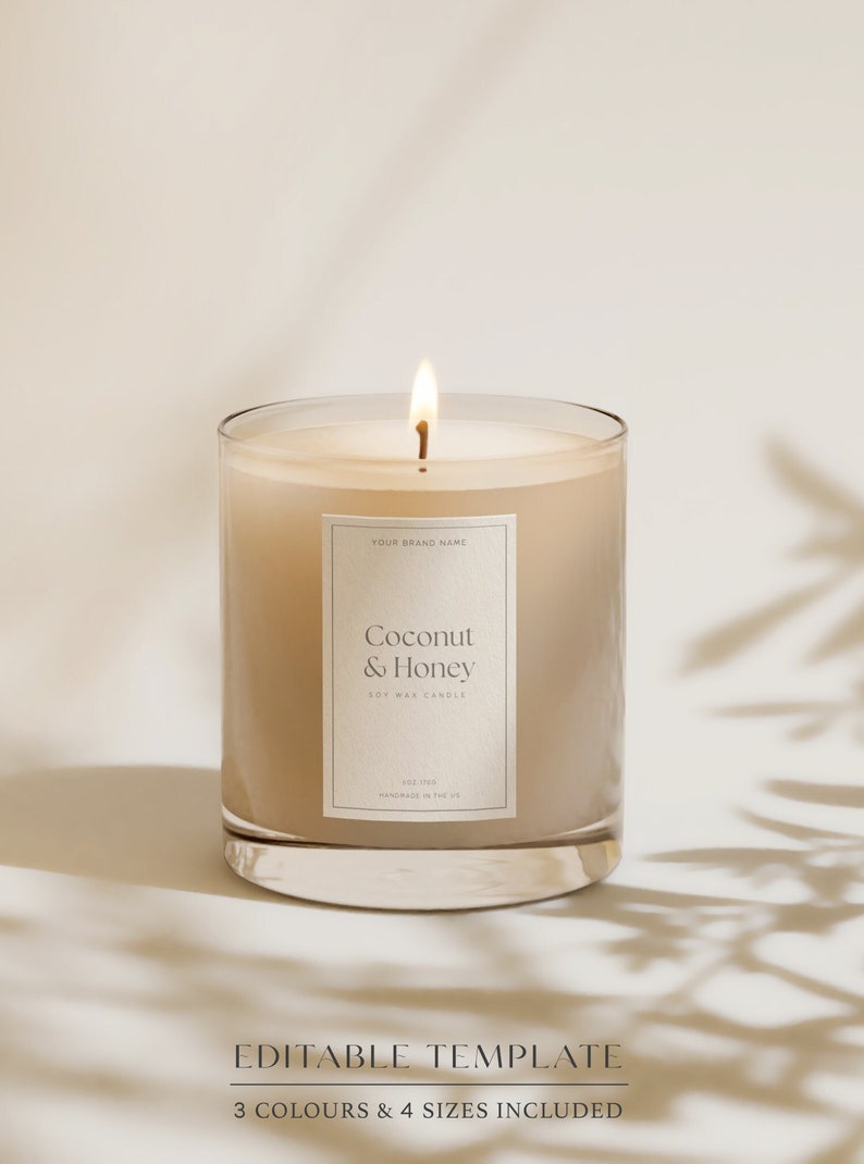 Minimal Candle Label Template, Editable Candle Label, Custom Product ...