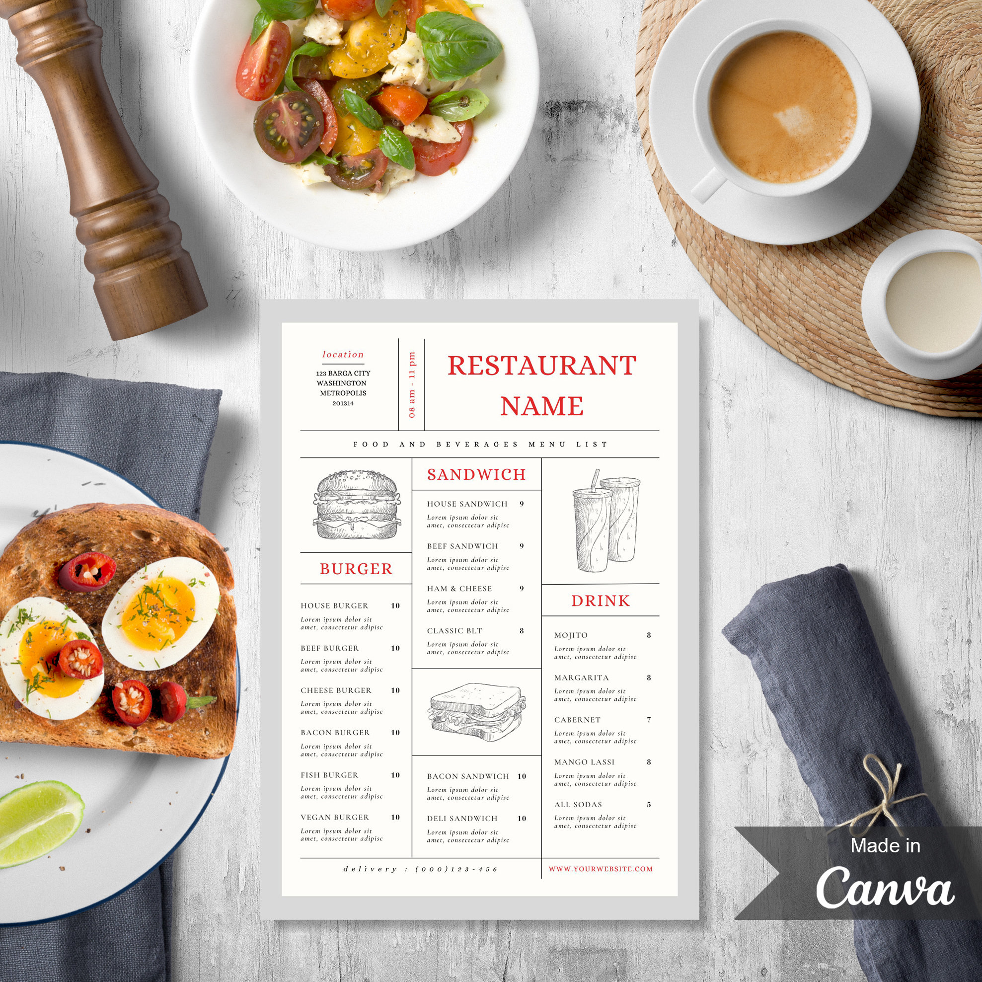 Minimal Restaurant Menu Bundle Restaurant Menu Template Editable Menu ...