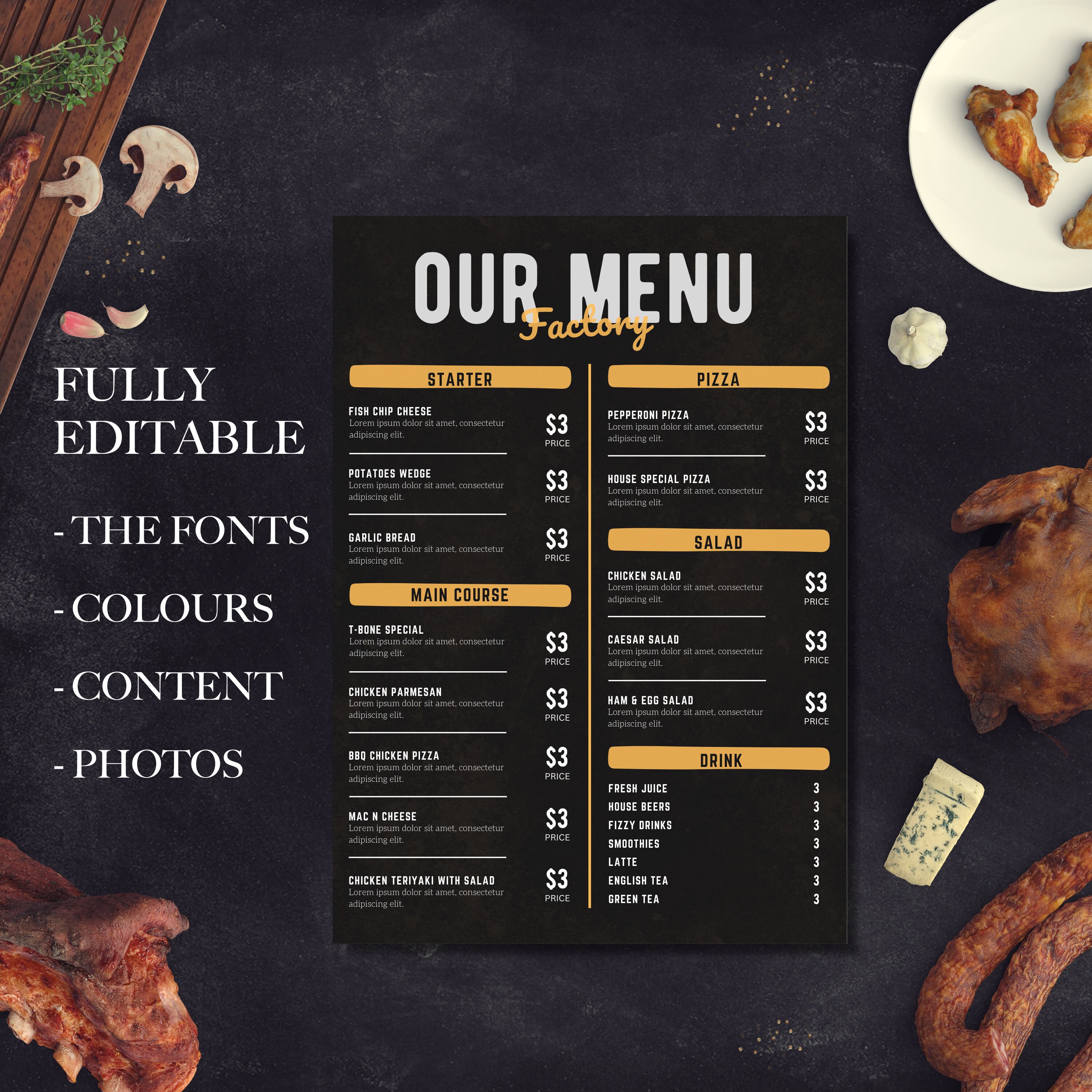 Restaurant Burger Menu Template Bundle | Classic Restaurant Flyer ...