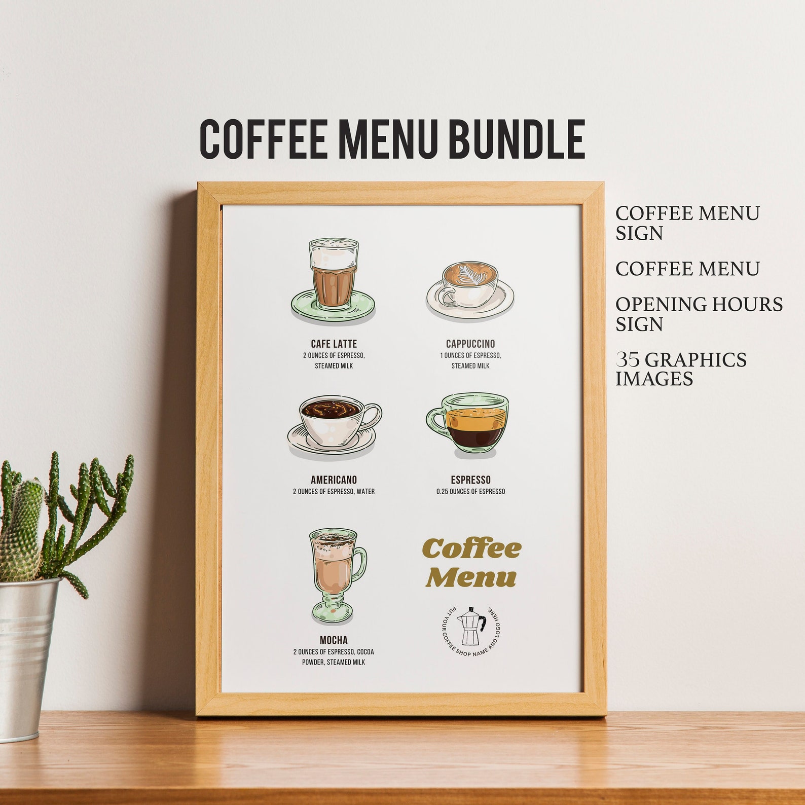 Coffee Menu Sign Template Bundle, Cafe Coffee Menu, Simple Coffee Menu ...