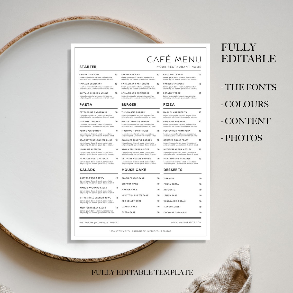 Cafe Menu Template Bundle, Minimalist Cafe Menu Template, Minimal ...