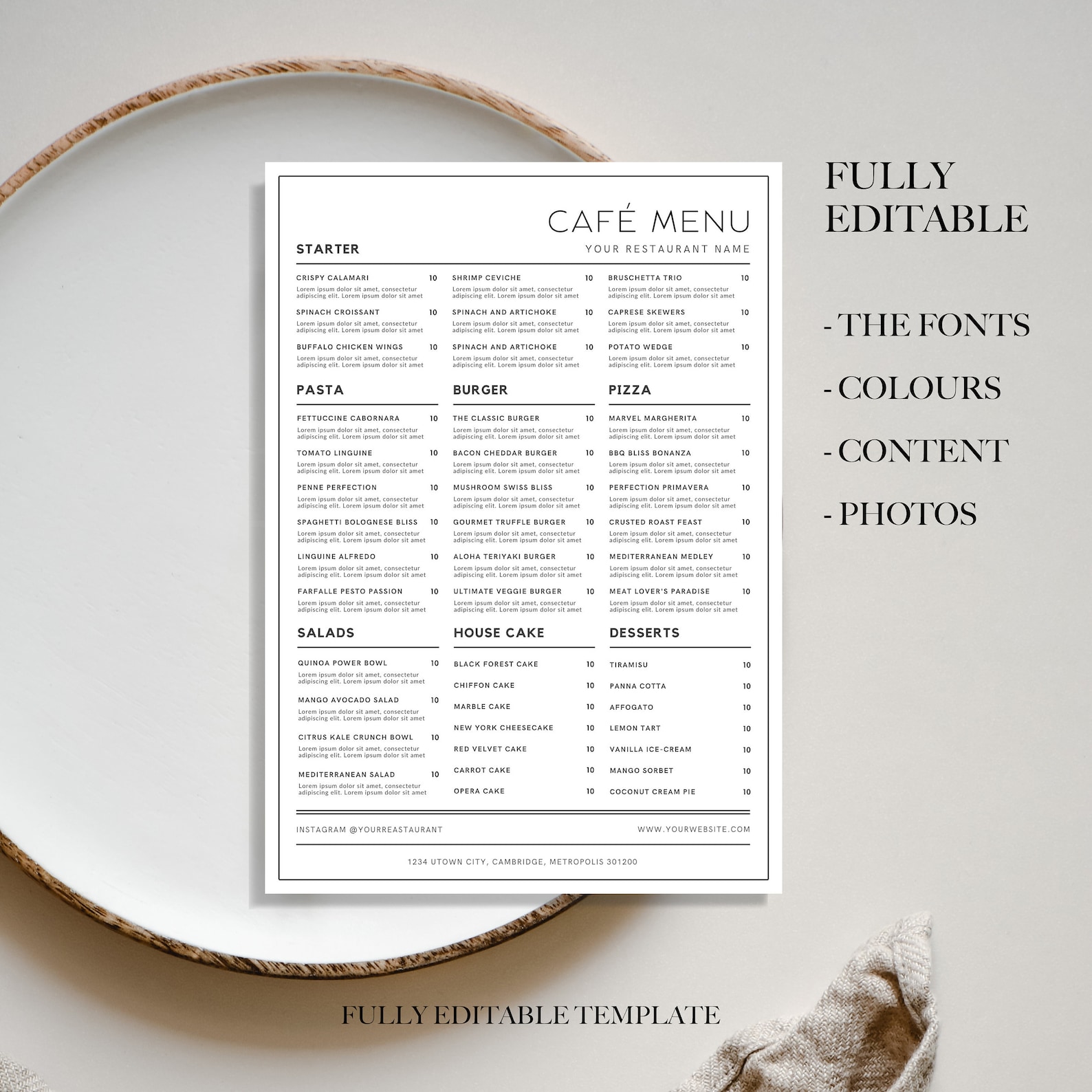 Cafe Menu Template Bundle, Minimalist Cafe Menu Template, Minimal ...