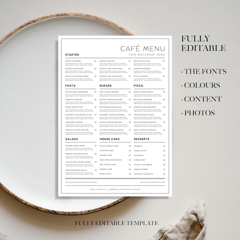 Cafe Menu Template Bundle, Minimalist Cafe Menu Template, Minimal ...