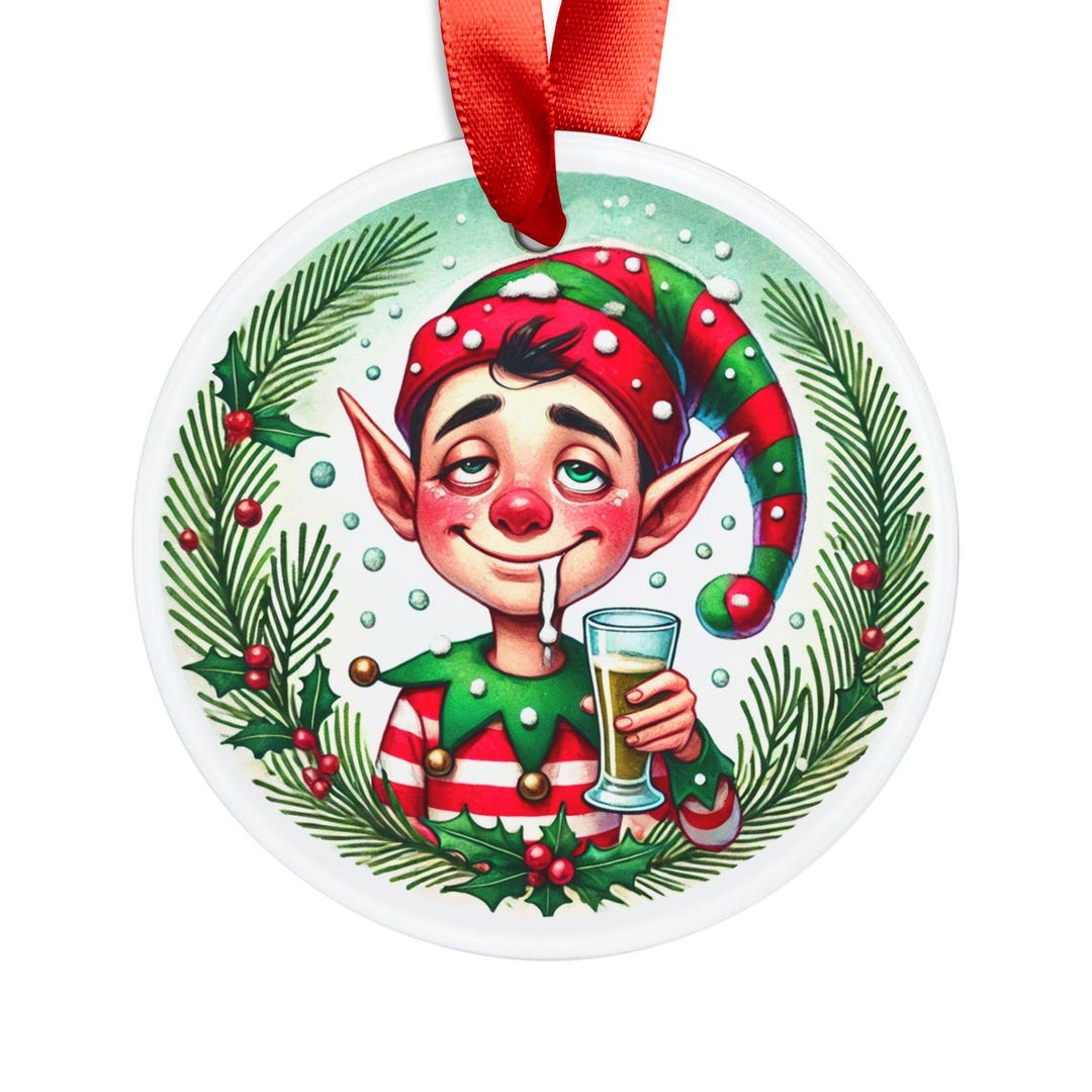 Funny Drunk Elf Christmas Ornament Whimsical Holiday Decoration - Etsy