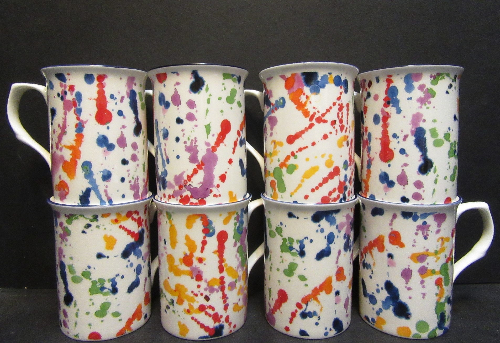 Set of 1/2/4/6/8 Mugs Splash Fine Bone China Mugs Castle Shape 10oz ...