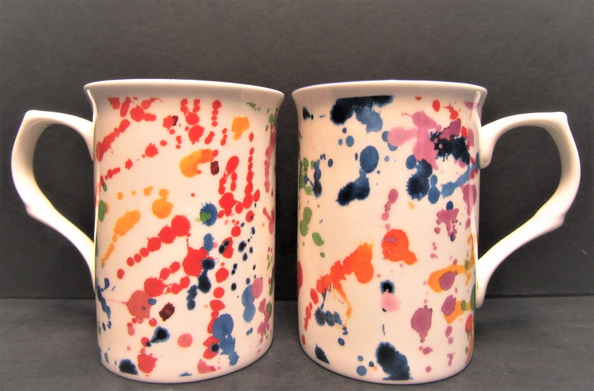 Set of 1/2/4/6/8 Mugs Splash Fine Bone China Mugs Castle Shape 10oz ...