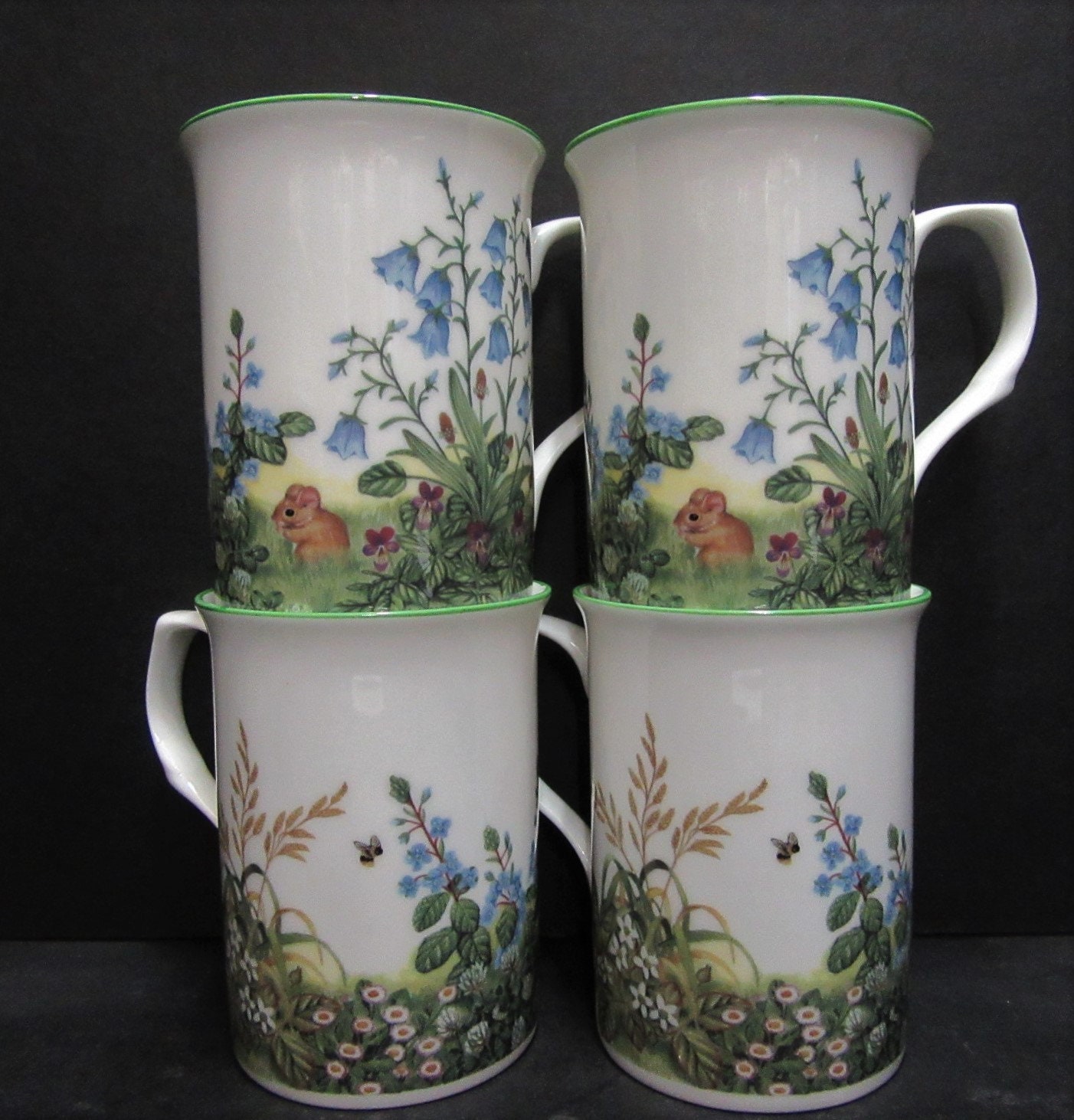 Set of 1/2/4/6/8 Mugs Harebell Mice Fine Bone China Mugs Castle Shape ...