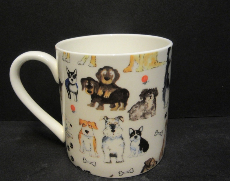 Extra Large Fine Bone China One 1 Pint Pot Mug Dogs Hand Decorated in ...