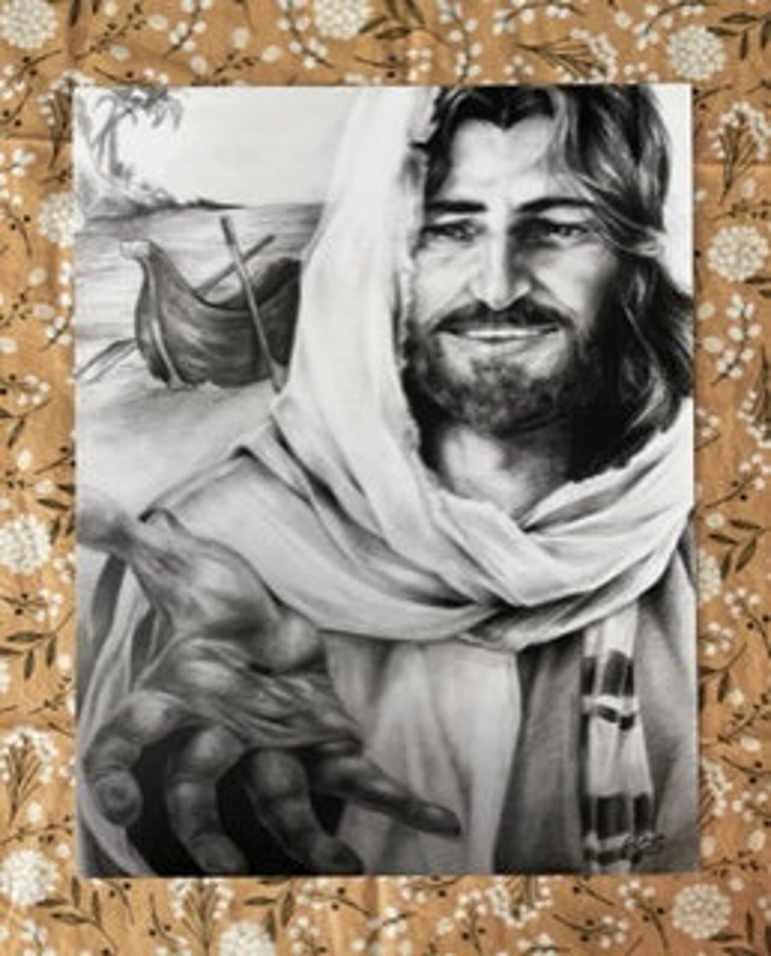 11x14 Smiling Jesus Original Drawing Print - Etsy