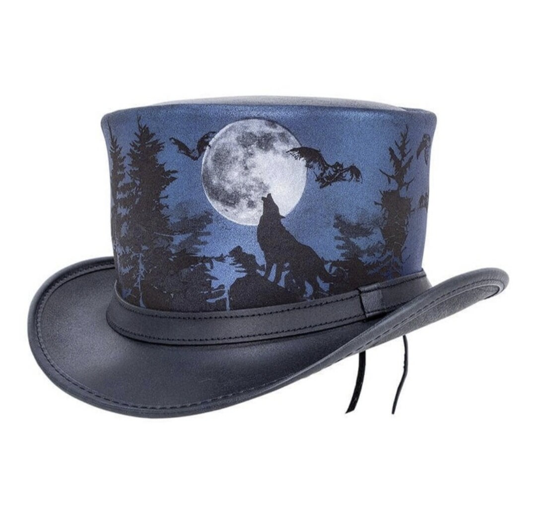 Steampunk Leather Top Hat Howllin Wolf Eldorado Top Hat Full - Etsy