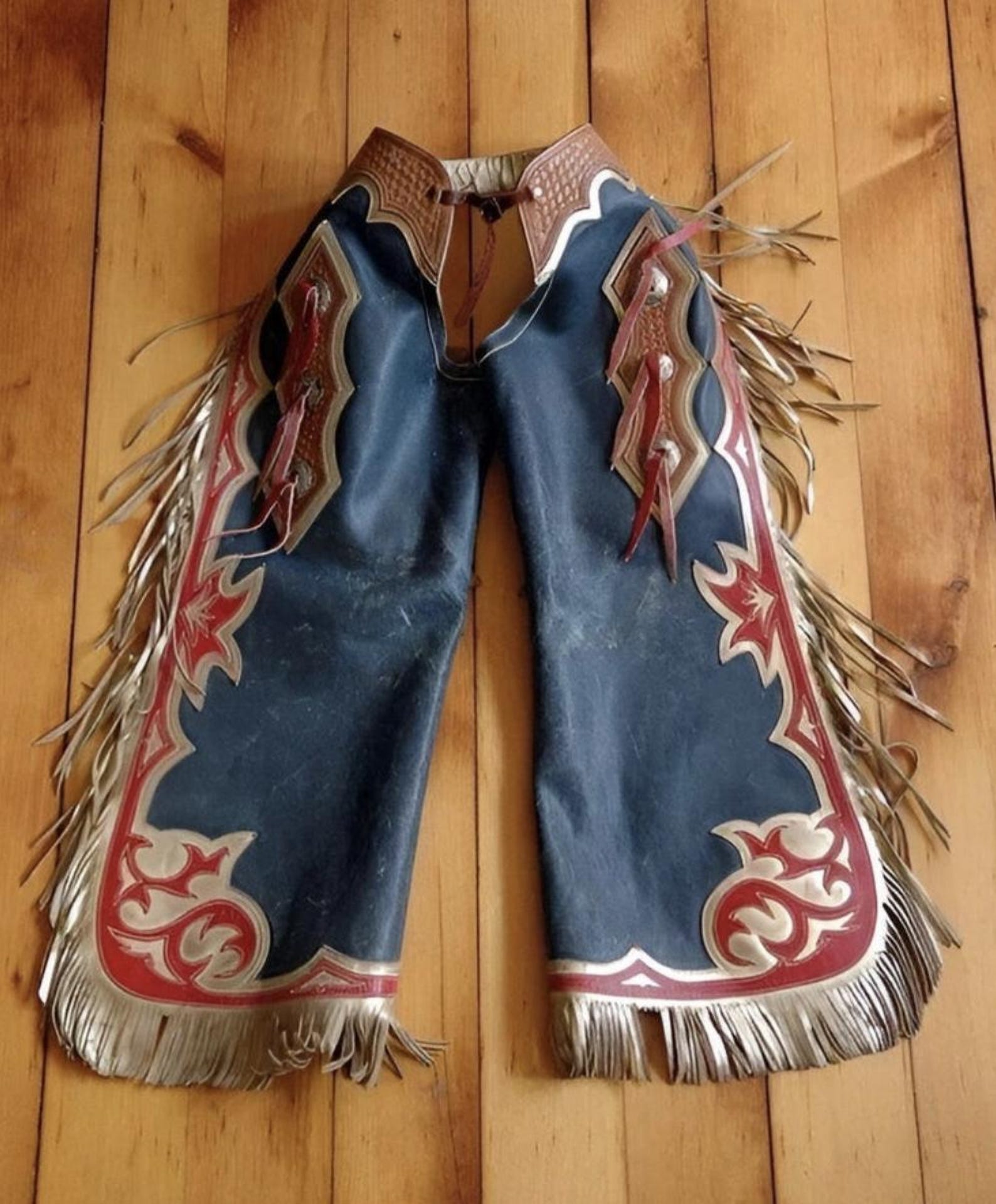 Unisex Western Leather Chap Handmade Chaps Fringes Pants Horse Riding ...