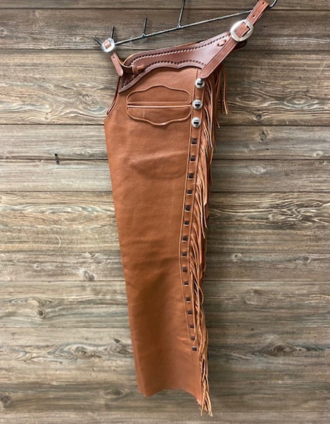 Handmade Cowboy Brown Leather Pant Rodeo Chap Western Cowboy Leather ...