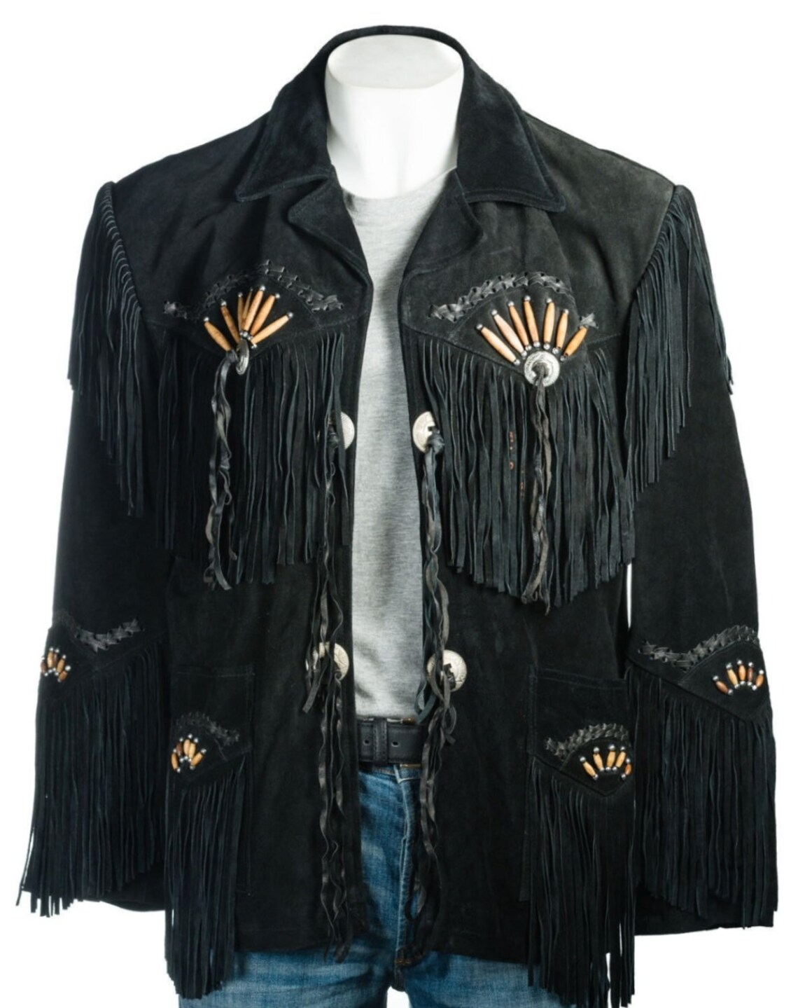 Men Traditional Handmade Native American Western Cowboy Leather Jacket ...