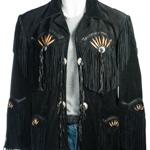 Men Traditional Handmade Native American Western Cowboy Leather Jacket ...